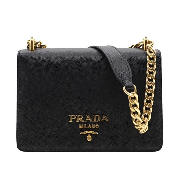 Prada | Bags | Prada Chain Crossbody Black Saffiano Leather New | Poshmark